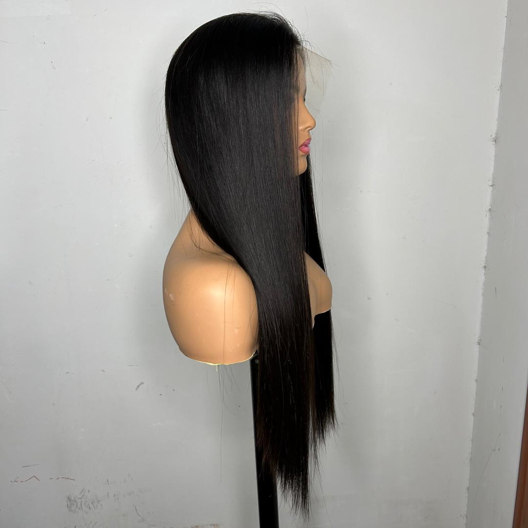 24" long human hair wig - Dark brown hair wig - 130% density wig